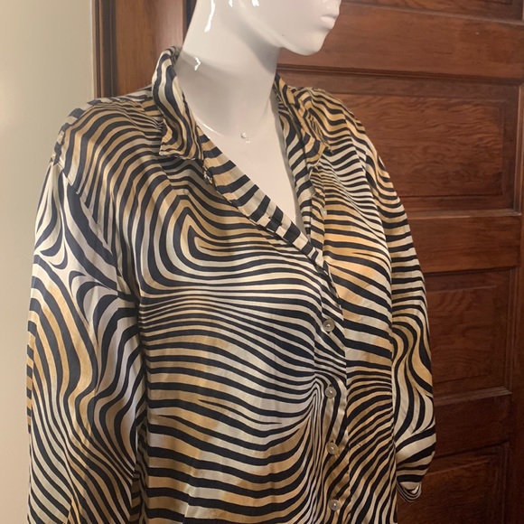 Cinq | Tops | 8s Zebra Cinq Silk Blouse Tiger Pop Art Psychedelic ...